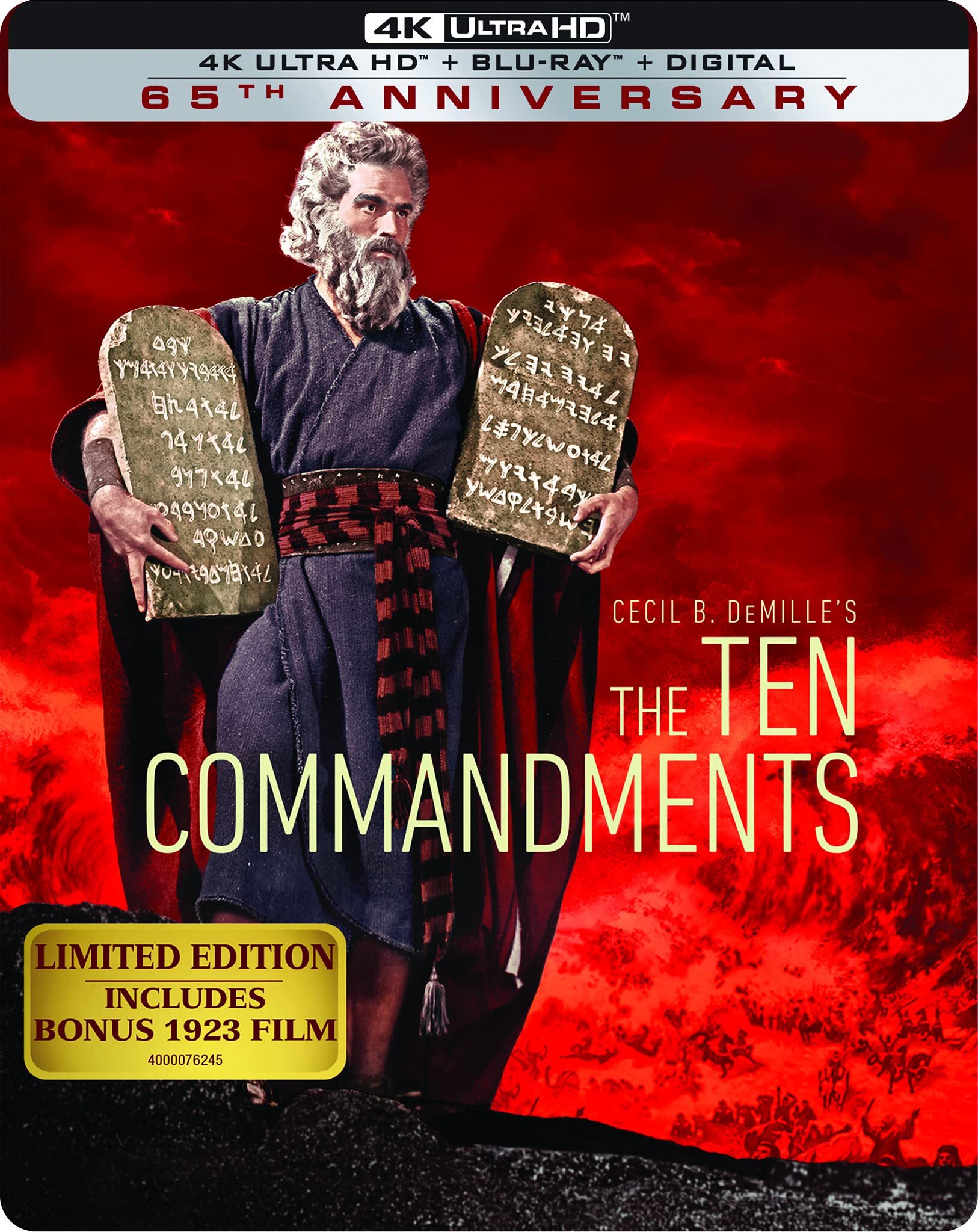 The Ten Commandments 65th Anniversary 4K Blu-ray Limited Edition Steelbook